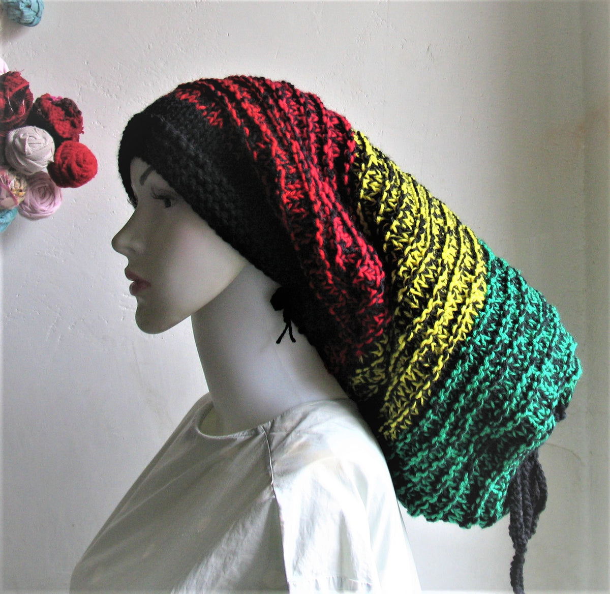 Dreads Long Tube Hat Beanie Dreadlock Sock Oversized Slouchy Unisex Wi ...