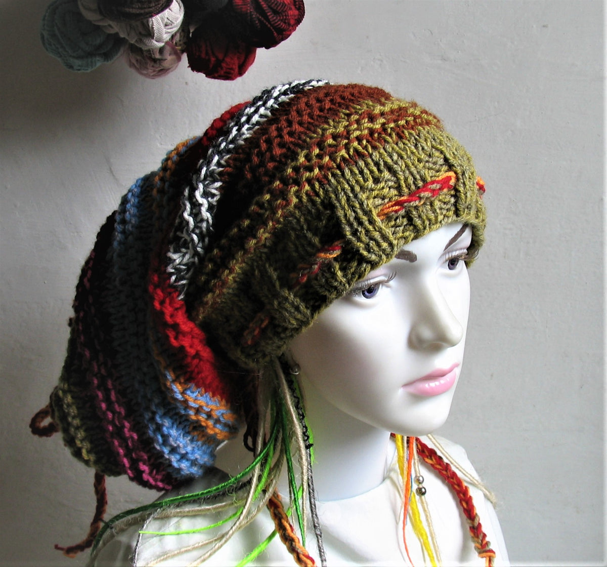 Dreads Long Tube Hat Beanie Dreadlock Sock Oversized Slouchy Unisex Wi ...